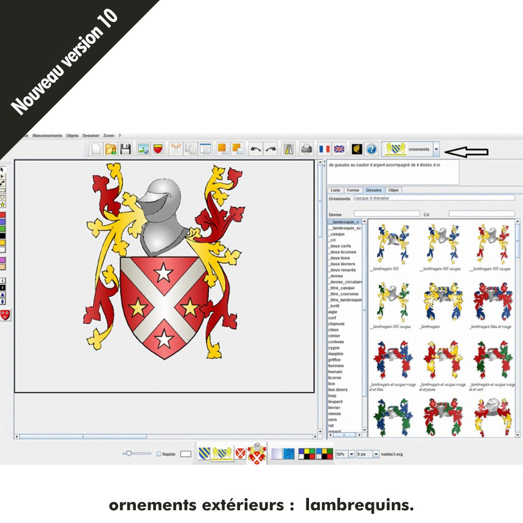 Logiciel d'héraldique pour dessiner votre blason, toutes vos armoiries